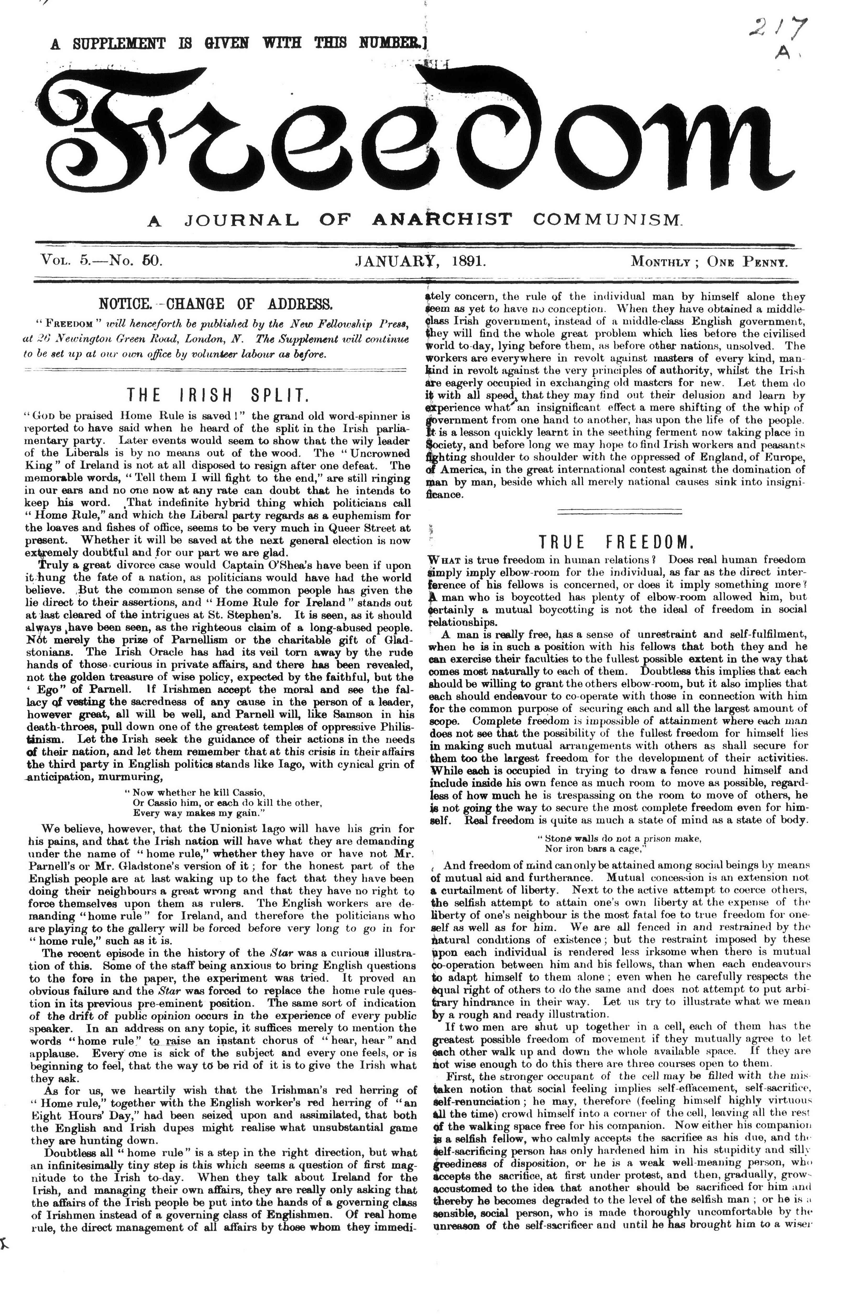 Freedom vol 5. no 50 (January 1891) | libcom.org